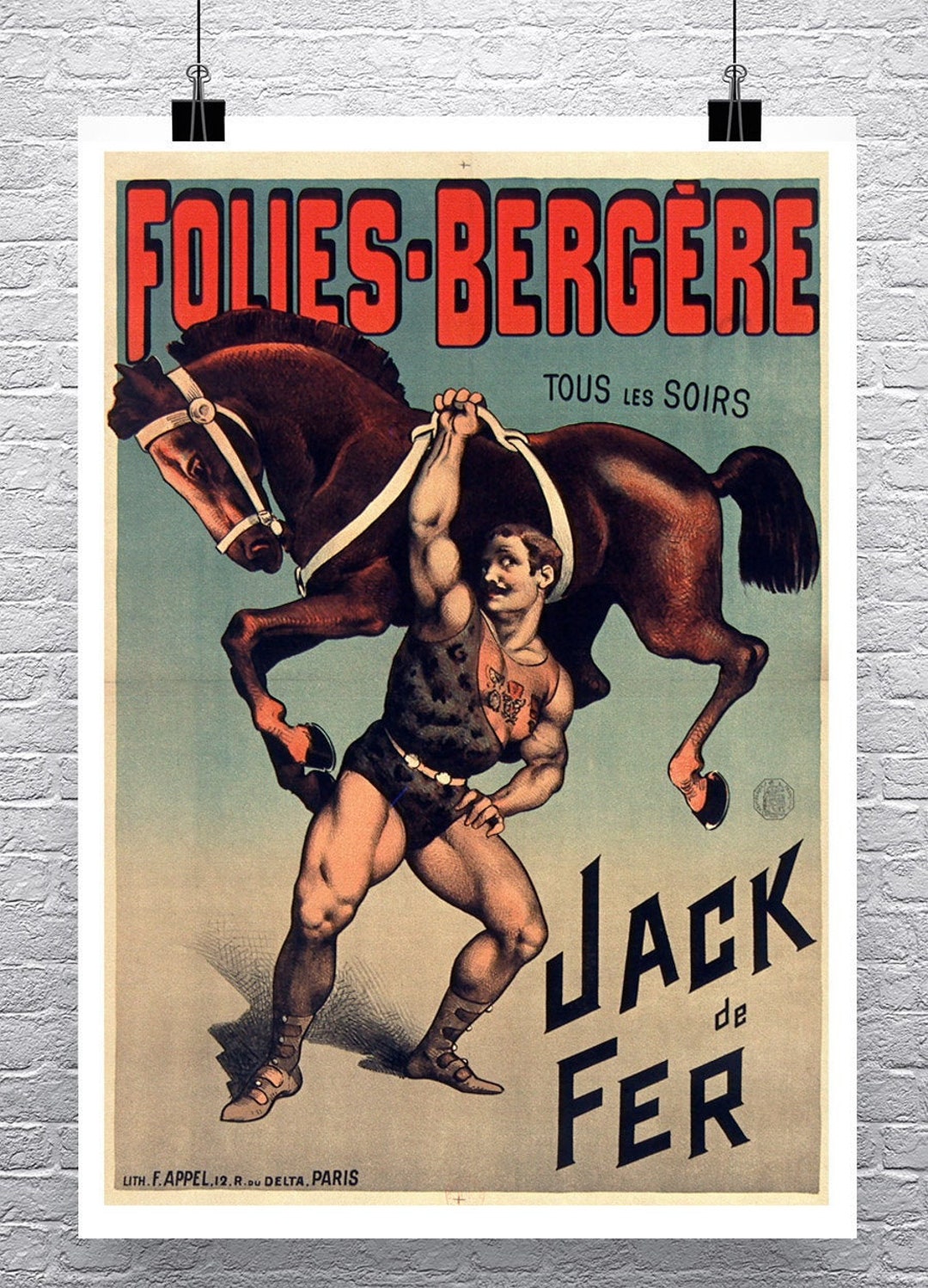 Strongman Lifting Horse Paris Circus Sideshow Poster Fine Art Giclee ...