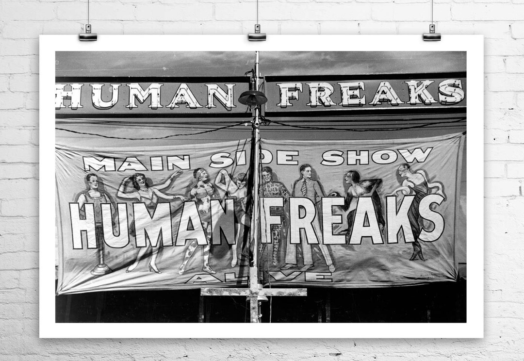 Human Freaks Vintage Freak Show Advertising Banner Fine Art Giclee ...