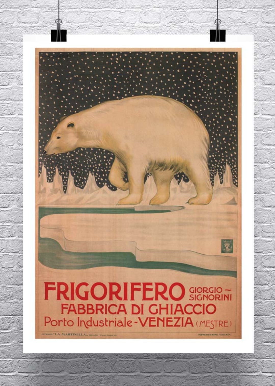 Vintage Polar Bear Italian Ad Poster: Fine Art Giclee Print - Etsy