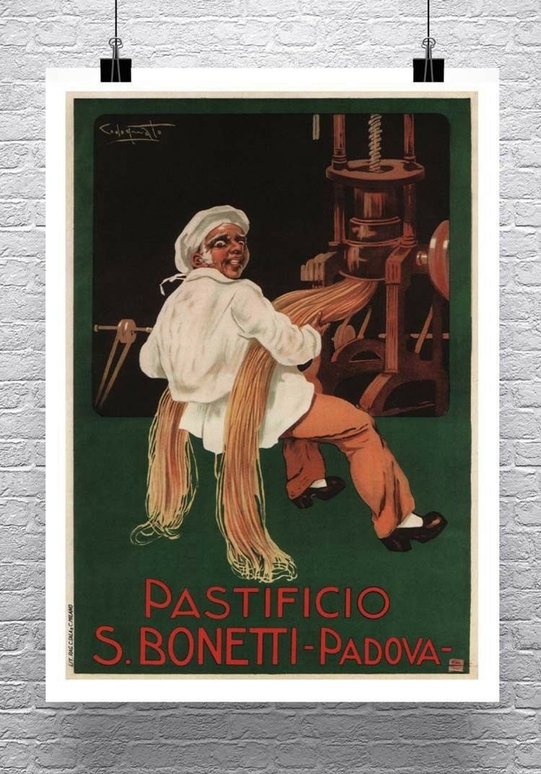 Pastificio S. Bonetti Vintage Italian Pasta Advertising Poster Fine Art ...