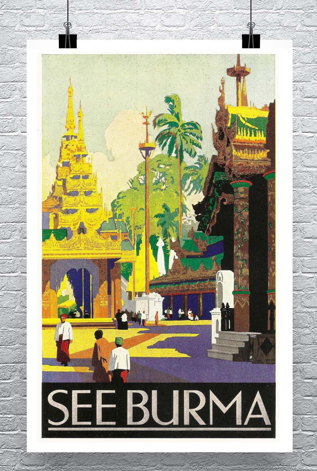 See Burma Vintage Art Deco Travel and Tourism Fishing Poster Fine Art ...