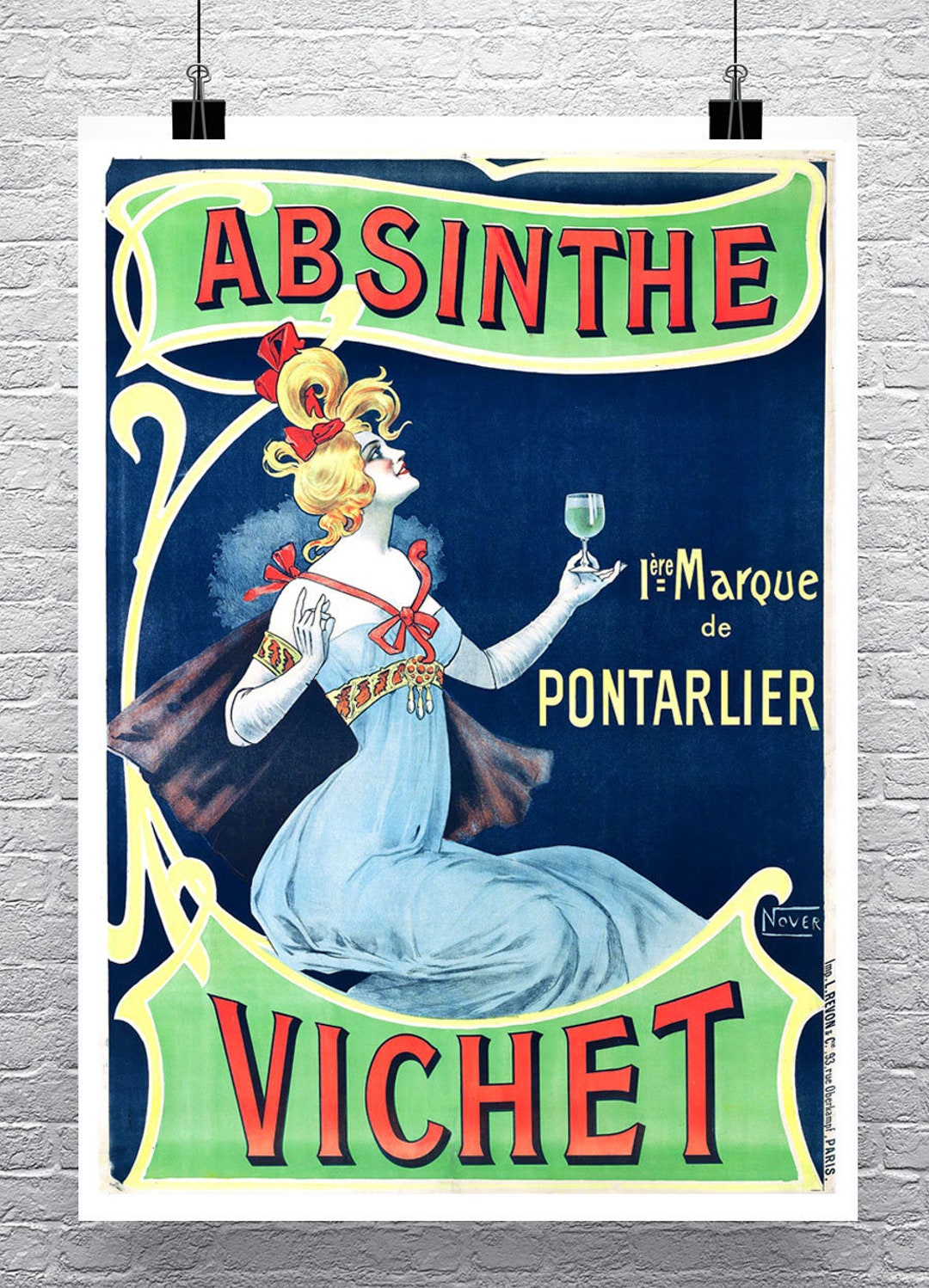 Absinthe Vichet Paris Vintage Liquor Poster Fine Art Giclee Print on ...