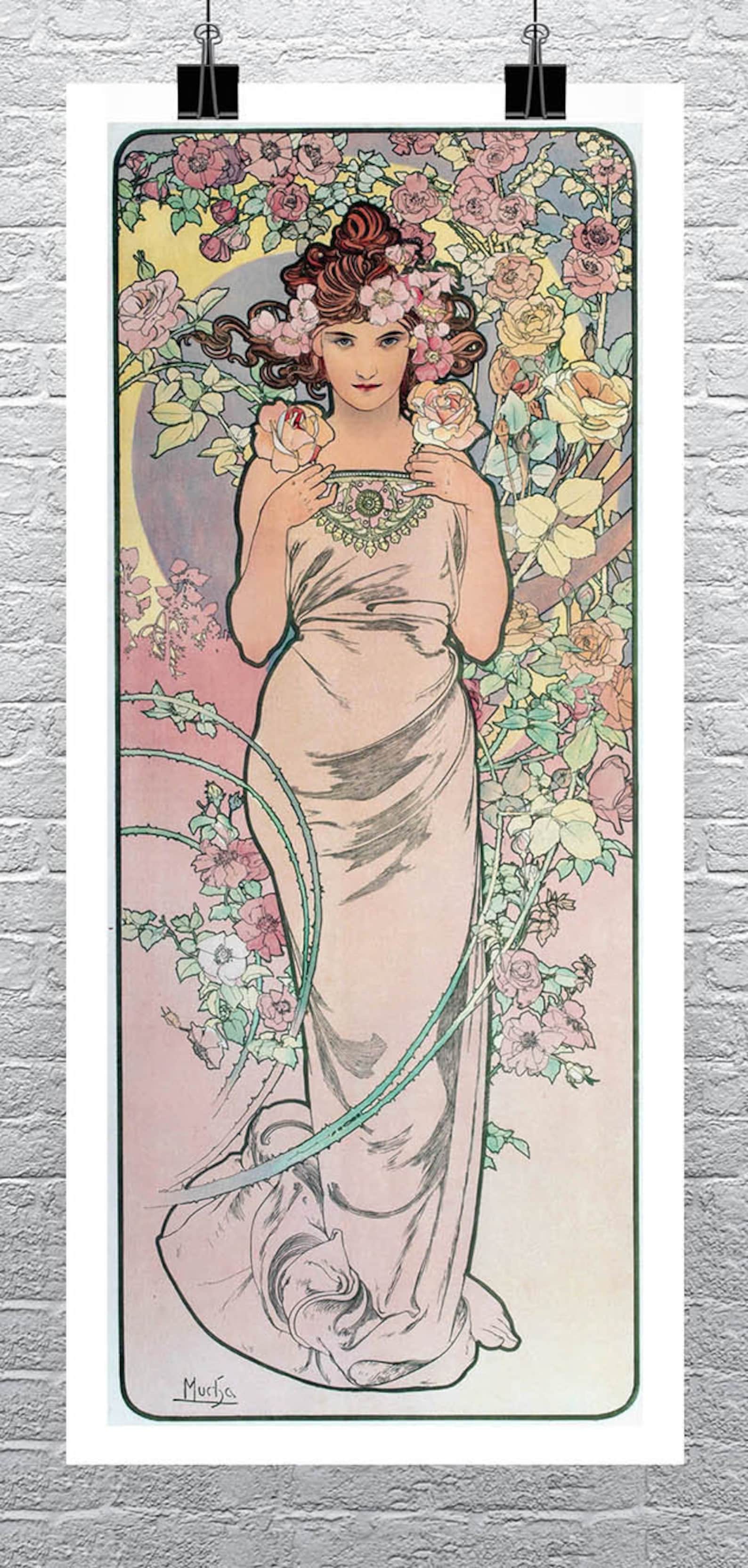 Rose 1898 Alphonse Mucha Art Nouveau Fine Art Giclee Print on | Etsy