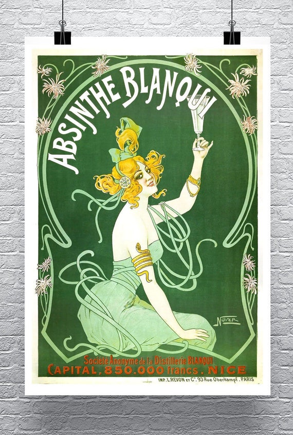 Absinthe Blanqui Paris Vintage Art Nouveau Liquor Poster Fine | Etsy