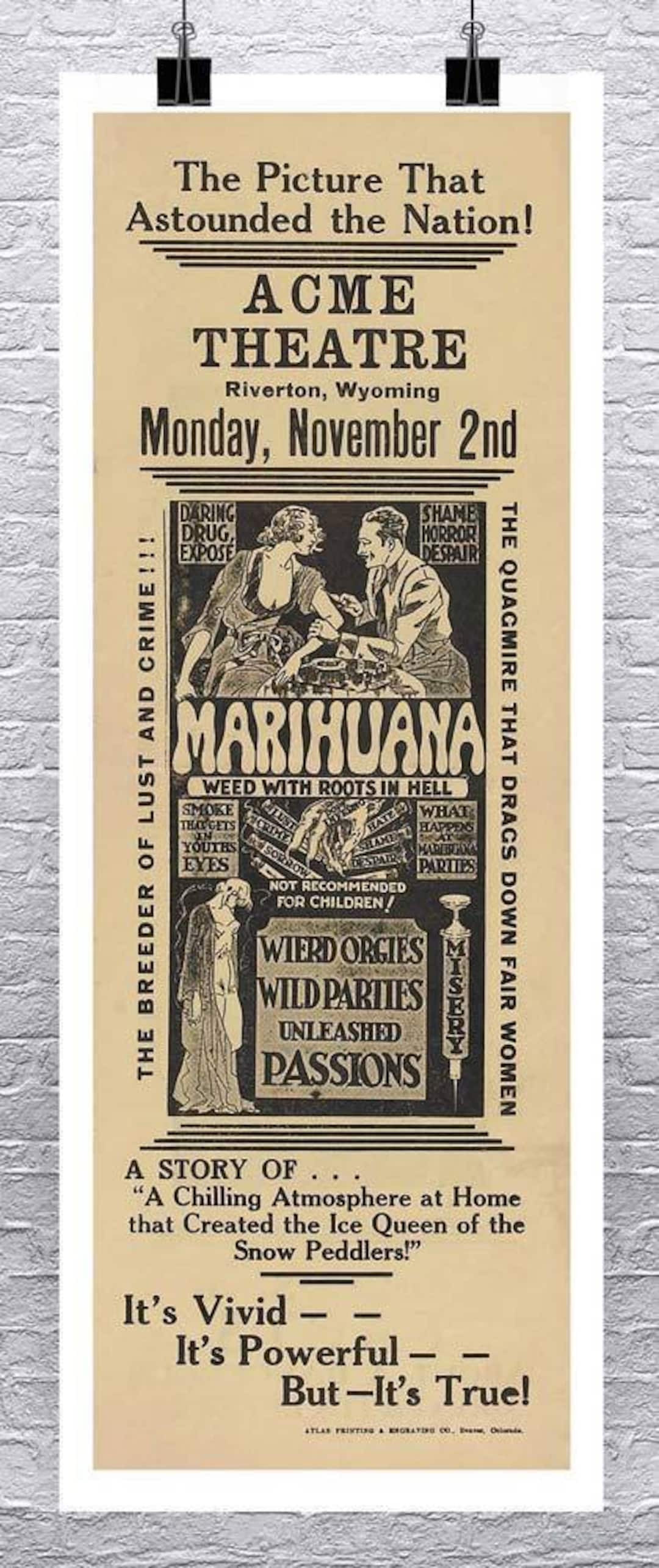 Marijuana Weed With Roots in Hell Vintage Movie Poster Fine Art Giclee ...
