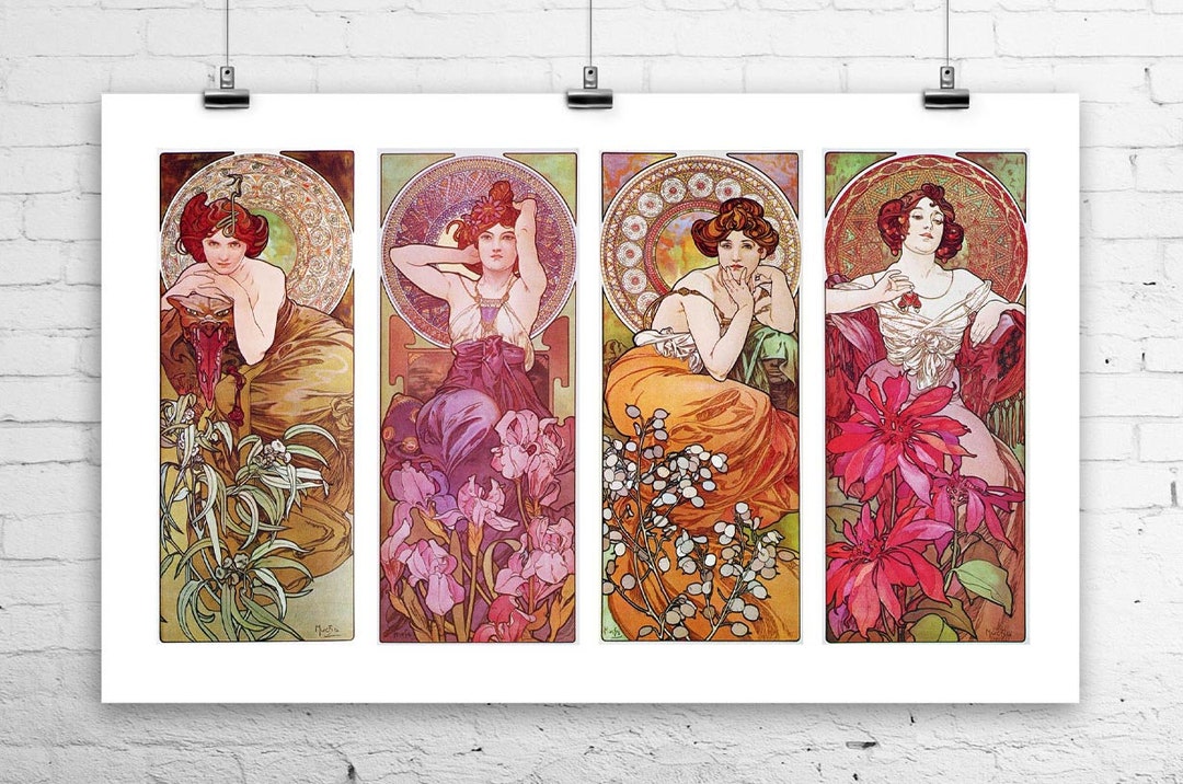 Precious Gemstone Series Alphonse Mucha Art Nouveau Fine Art Giclee ...