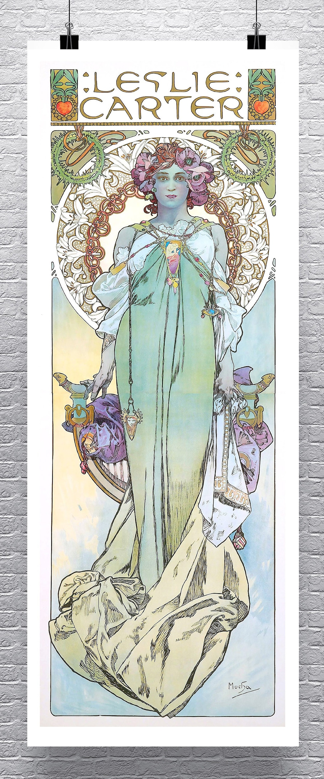 Leslie Carter 1908 Alphonse Mucha Art Nouveau Theater Poster Fine Art ...