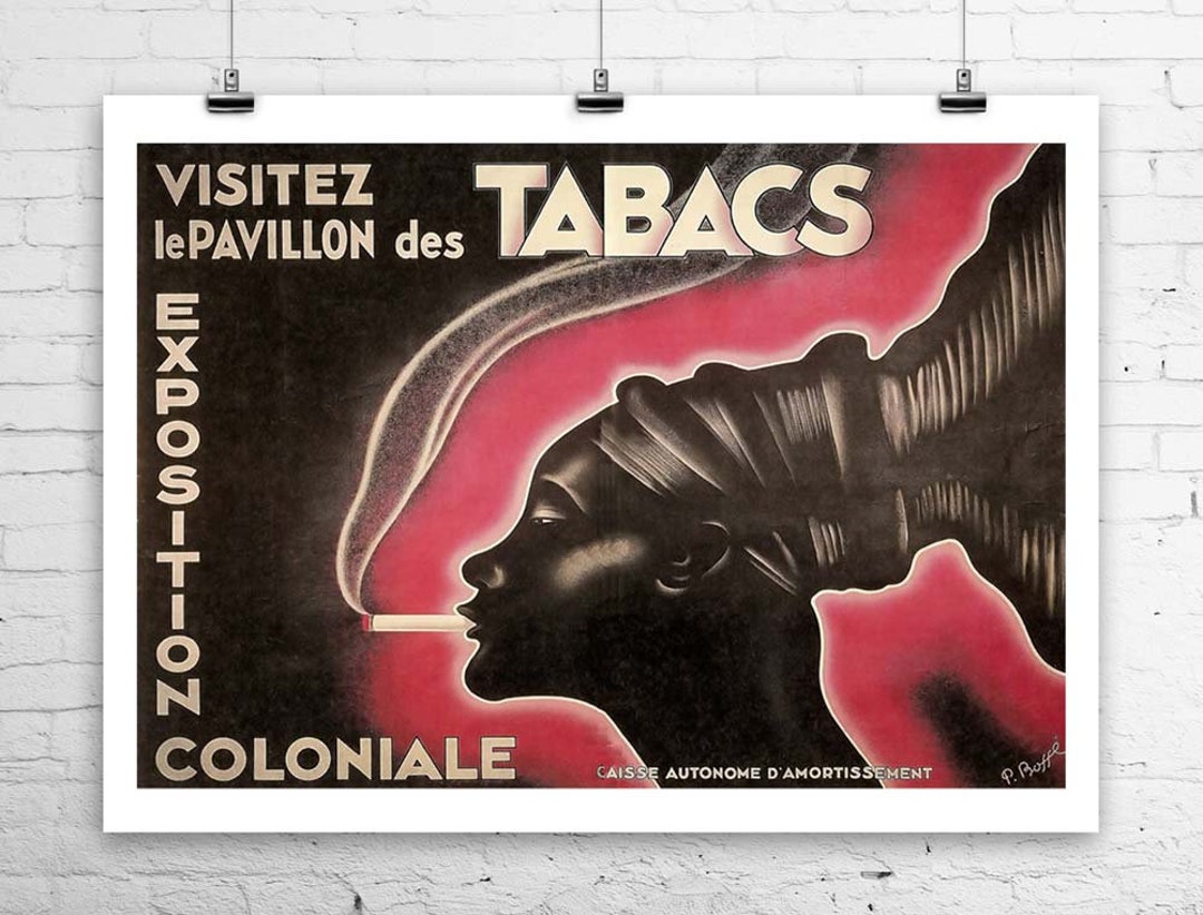 Tabacs Vintage Cigarette Advertising Poster Fine Art Giclee Print on ...