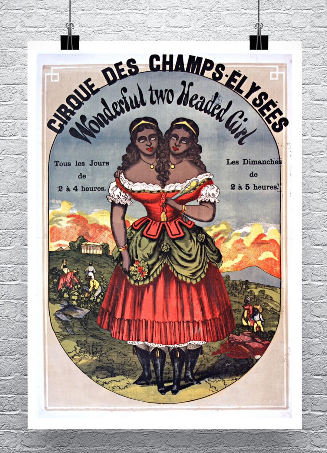 Two Headed Girl Vintage French Sideshow Poster: Fine Art Print - Etsy