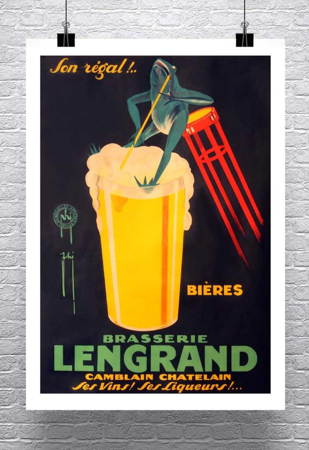 Beer Frog French Vintage Alcohol Poster: Fine Art Giclee Print - Etsy UK