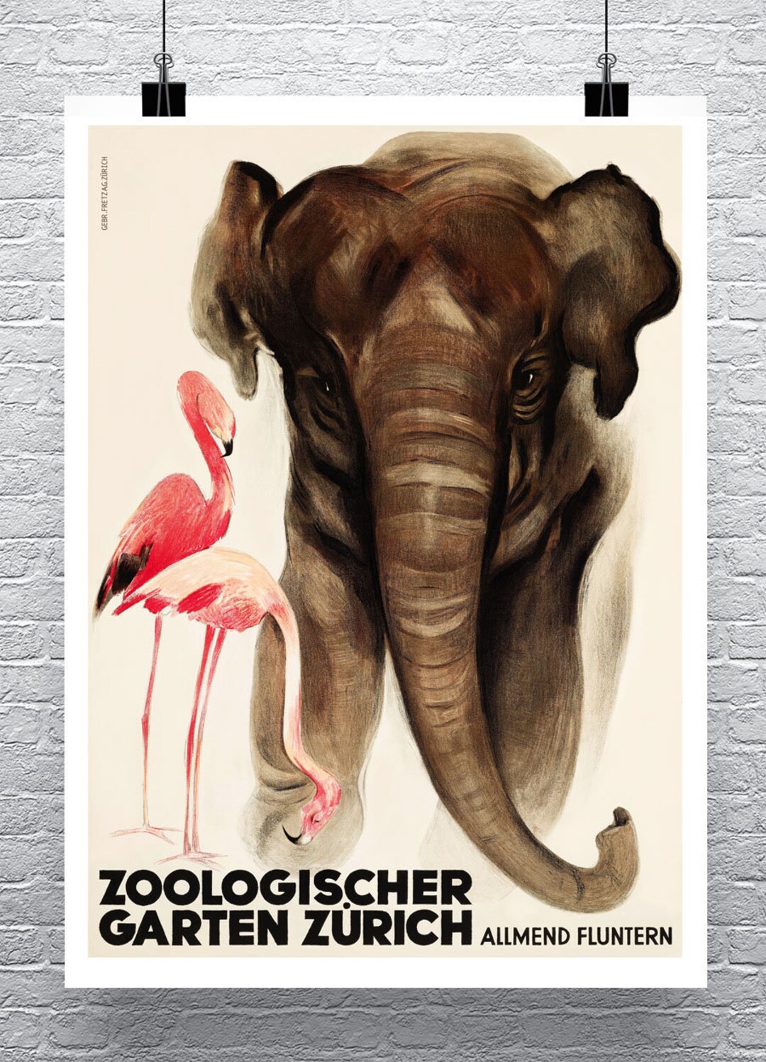 Zoologischer Garten Zurich Vintage Zoo Poster Fine Art Giclee Print on ...