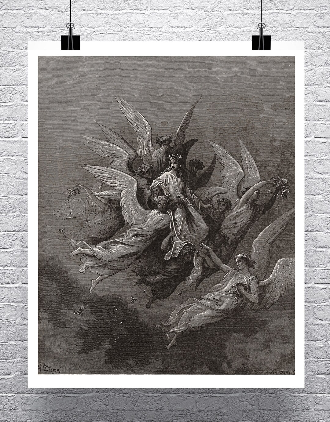 Woman Flying With Angels Gustave Dore Purgatory Fine Art Giclee Print ...