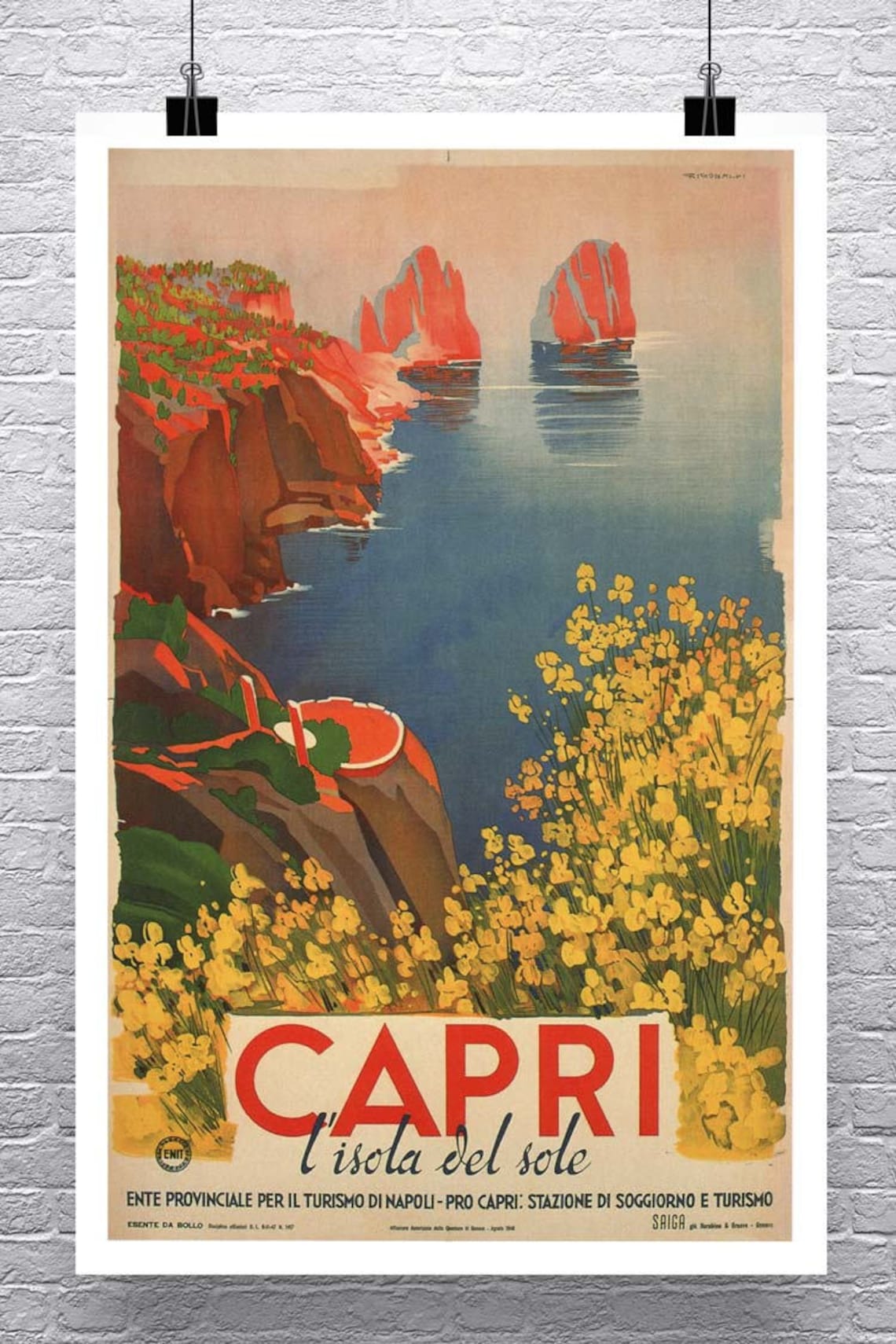 Capri Italy 1948 Vintage Italian Travel Poster Fine Art Giclee | Etsy