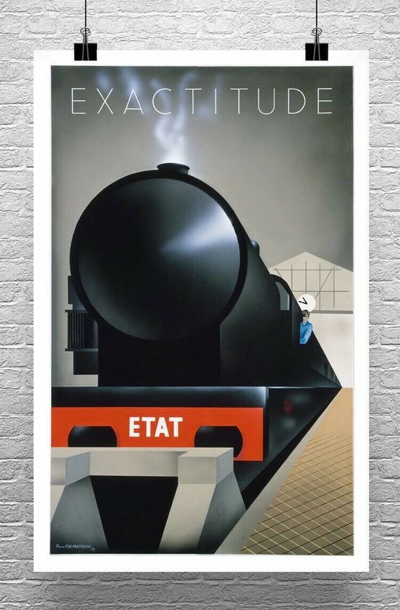 Exactitude Vintage Art Deco Train Travel Poster Fine Art | Etsy
