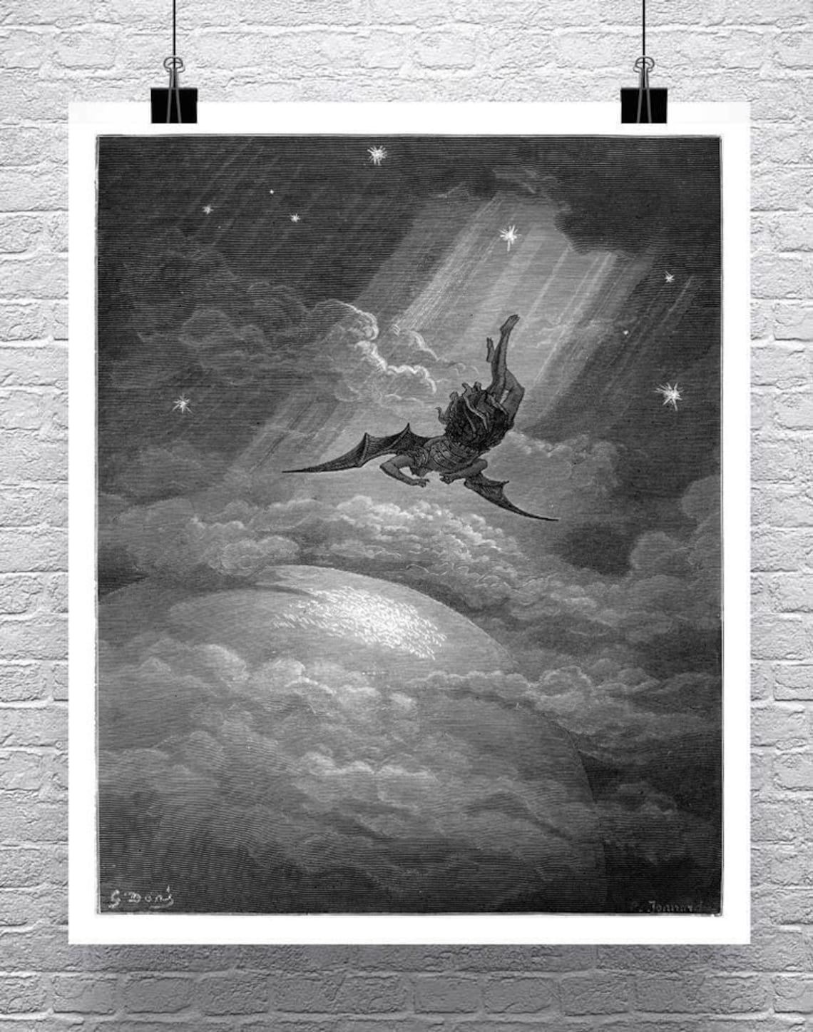 Fall of Satan Paradise Lost 1866 Gustave Dore Engraving Fine - Etsy