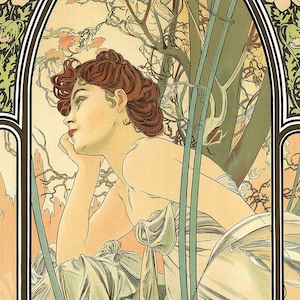 Evening 1899 Alphonse Mucha Art Nouveau Times of the Day Poster Fine ...