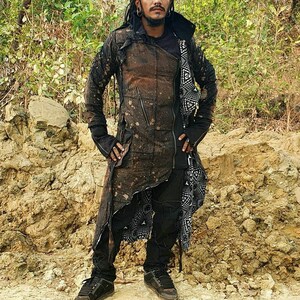 Storm Shadow Distressed Hooded Coat, Burningman Clothing, Festival ...
