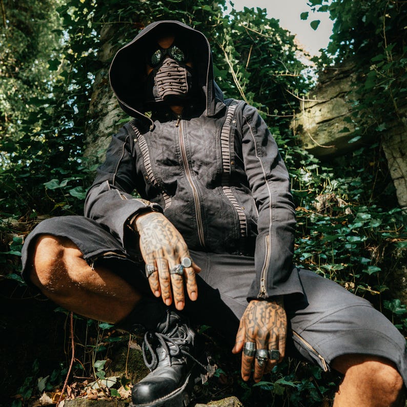 Yo Deba Men Hooded Masked Jackets, Cosplay Jacket, Burningman Fashion ...