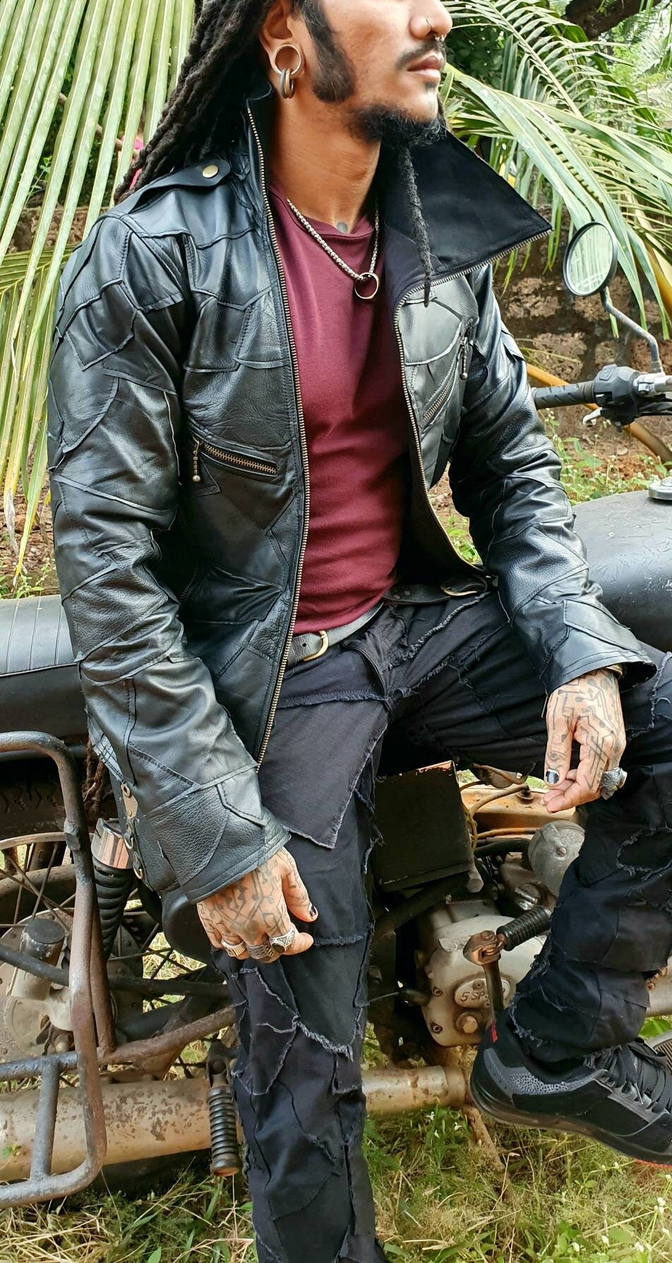 Skin Crawler men and women's festival leather jacket | Etsy