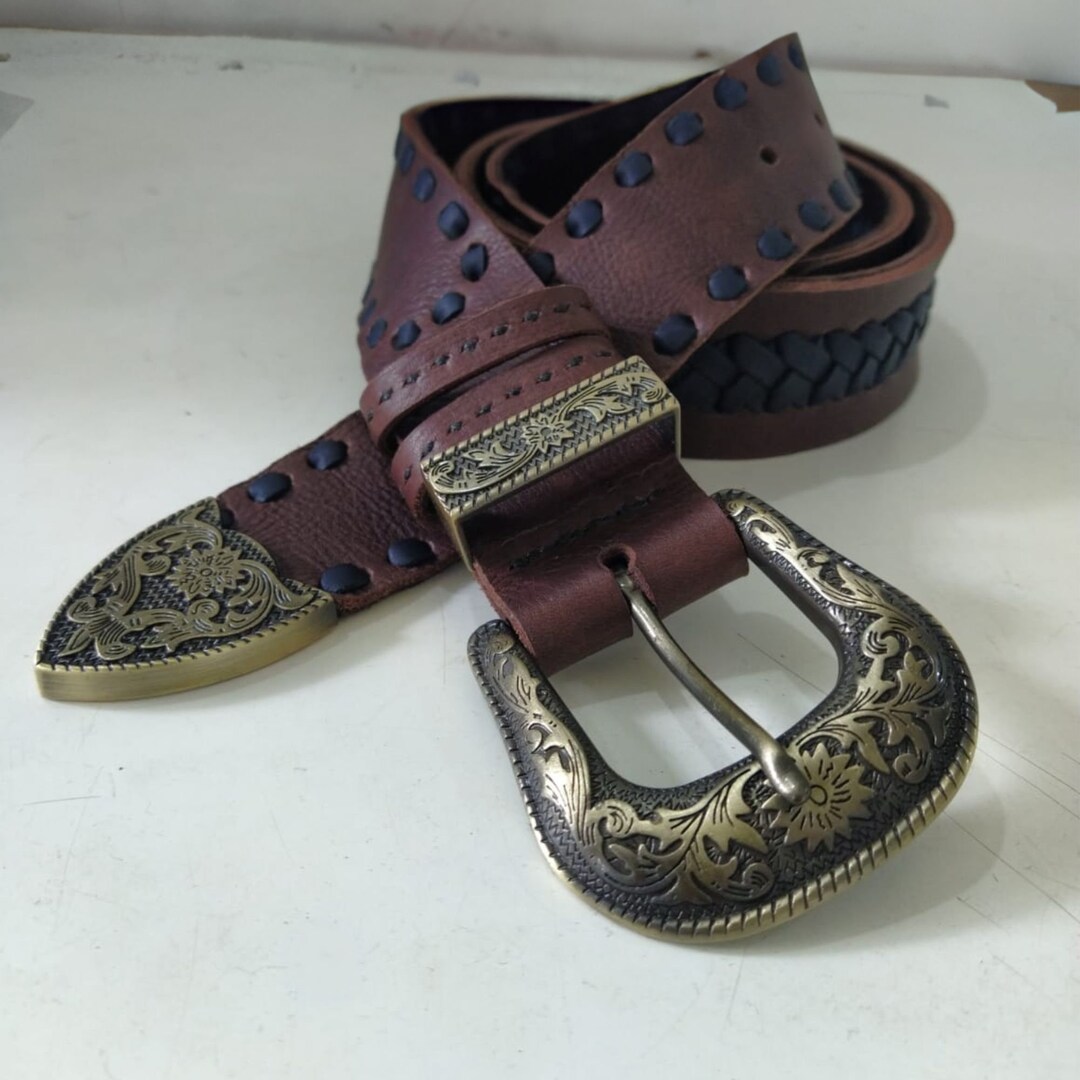 Hand Crafted Leather Belt, Braided Leather Belt, Rocker Belt, Burning ...