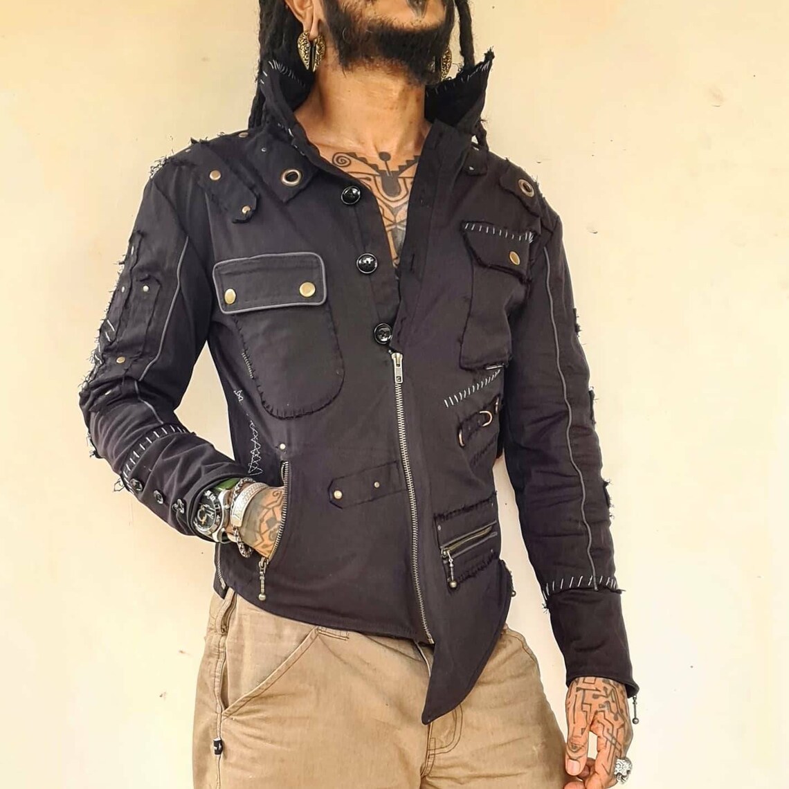 Rona mens distressed jacket Post pan jacket wasteland | Etsy