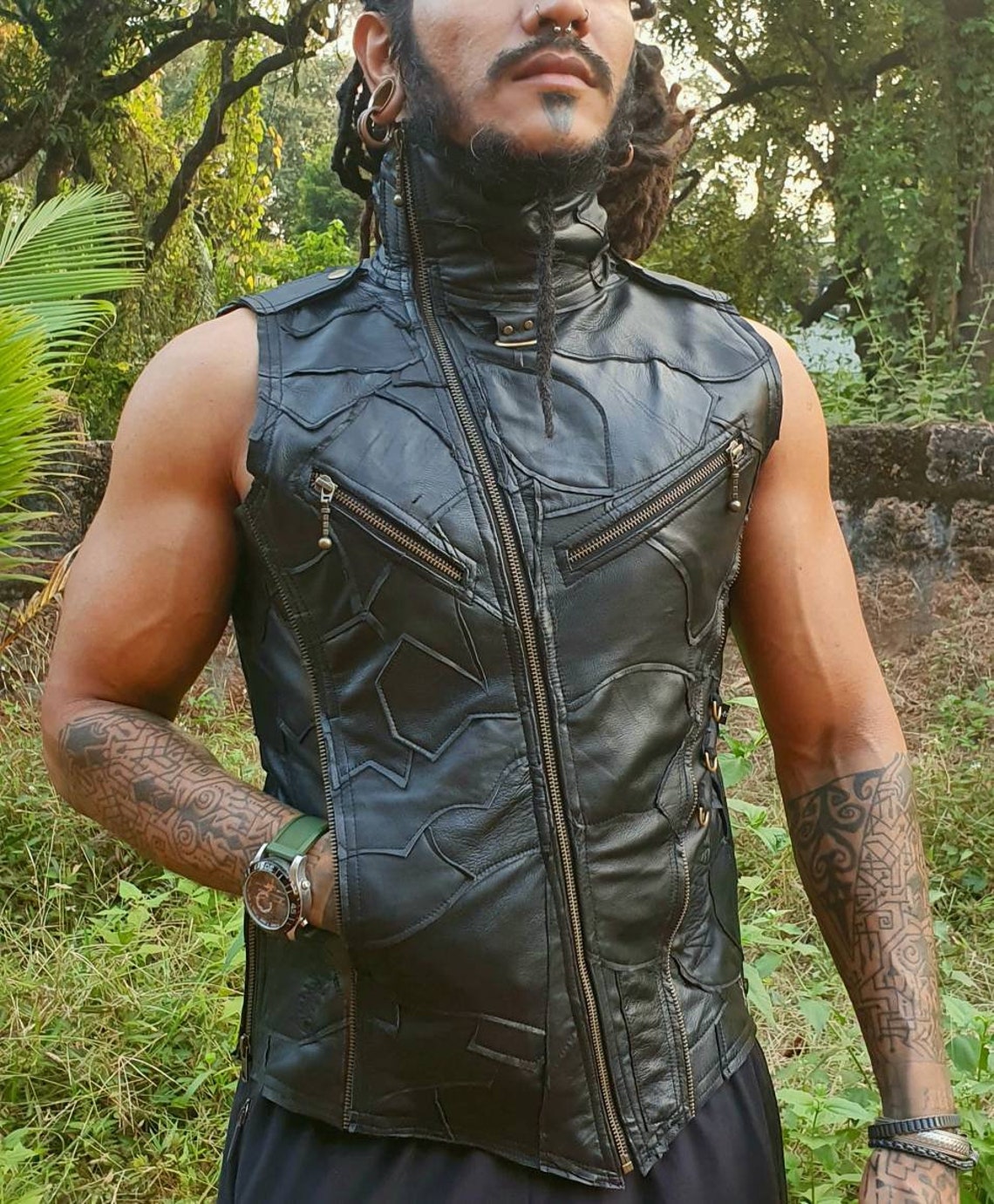 Skin Crawler men and women's festival leather jacket | Etsy