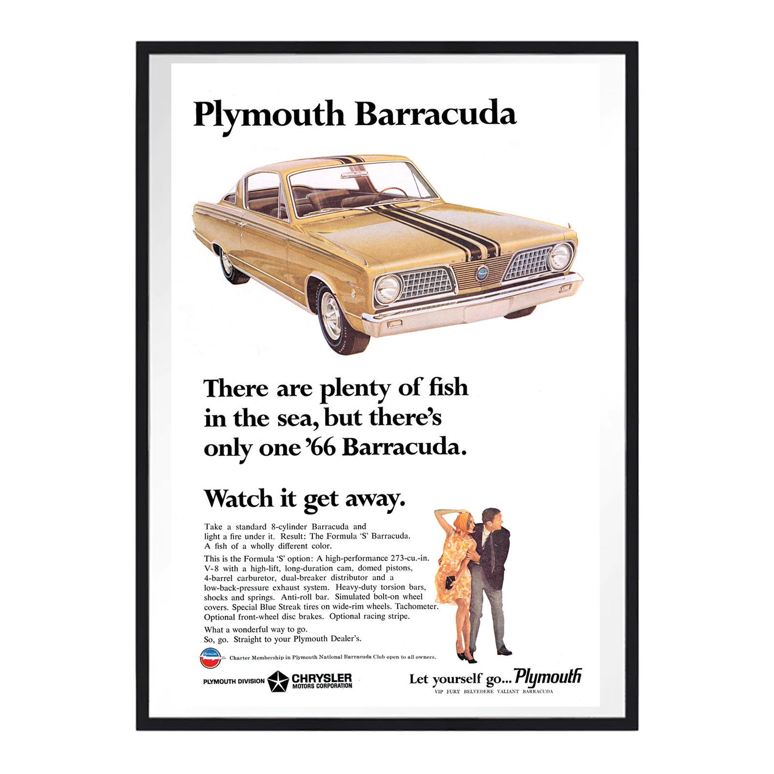 1966 Plymouth Barracuda Poster Size Ad - Etsy