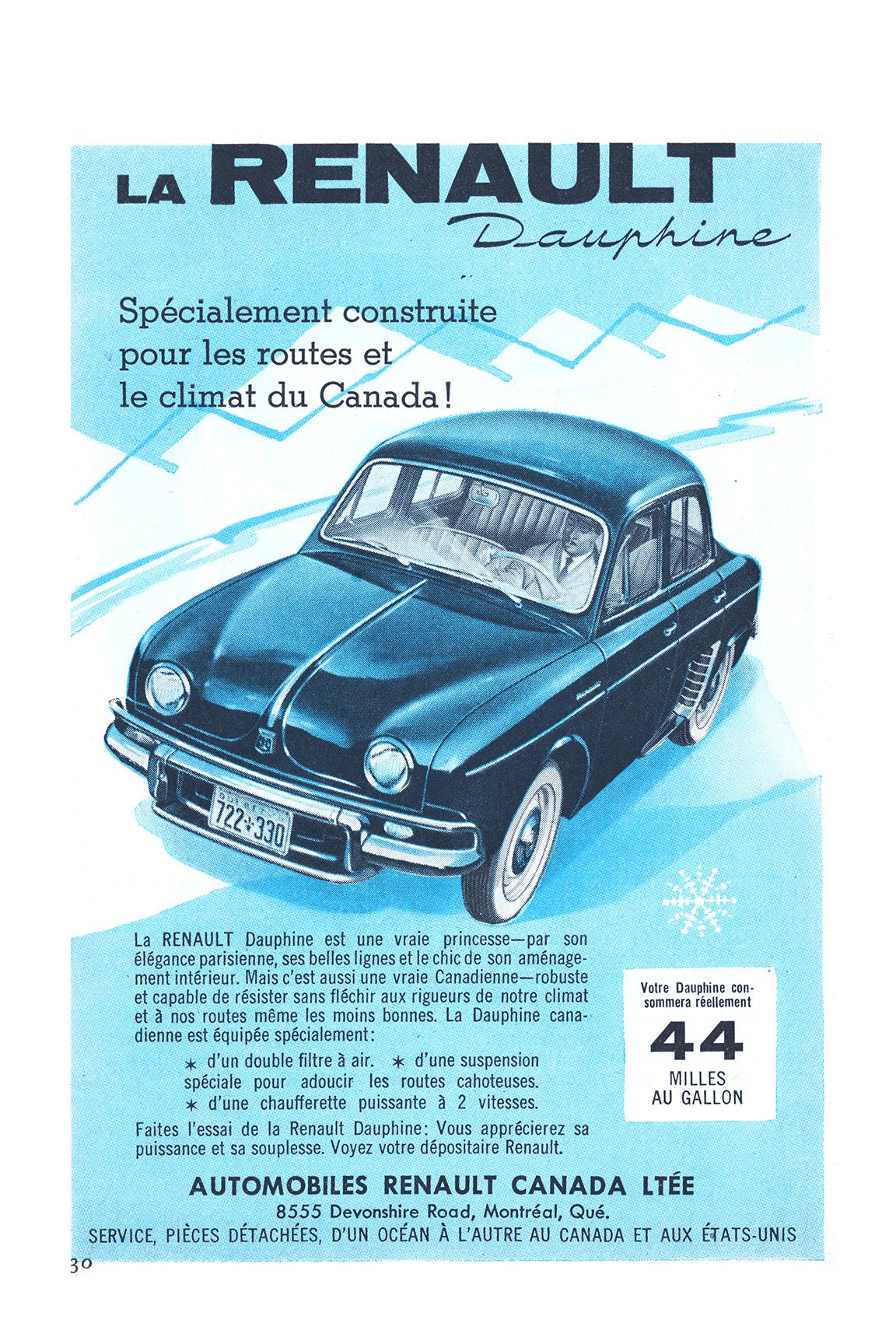 1959 Renault Dauphine Poster Size Ad - Etsy