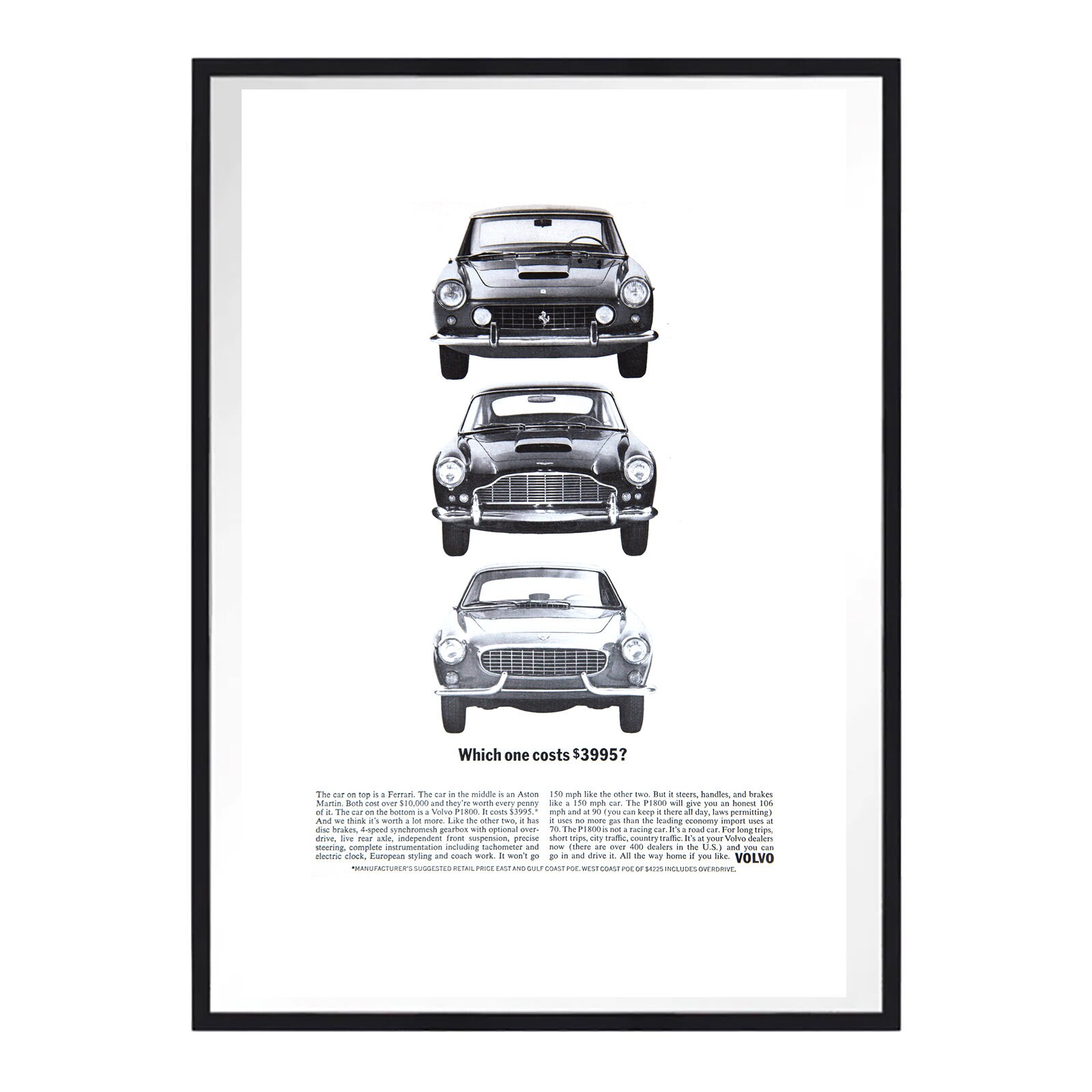 Volvo P1800 Poster Size Ad - Etsy