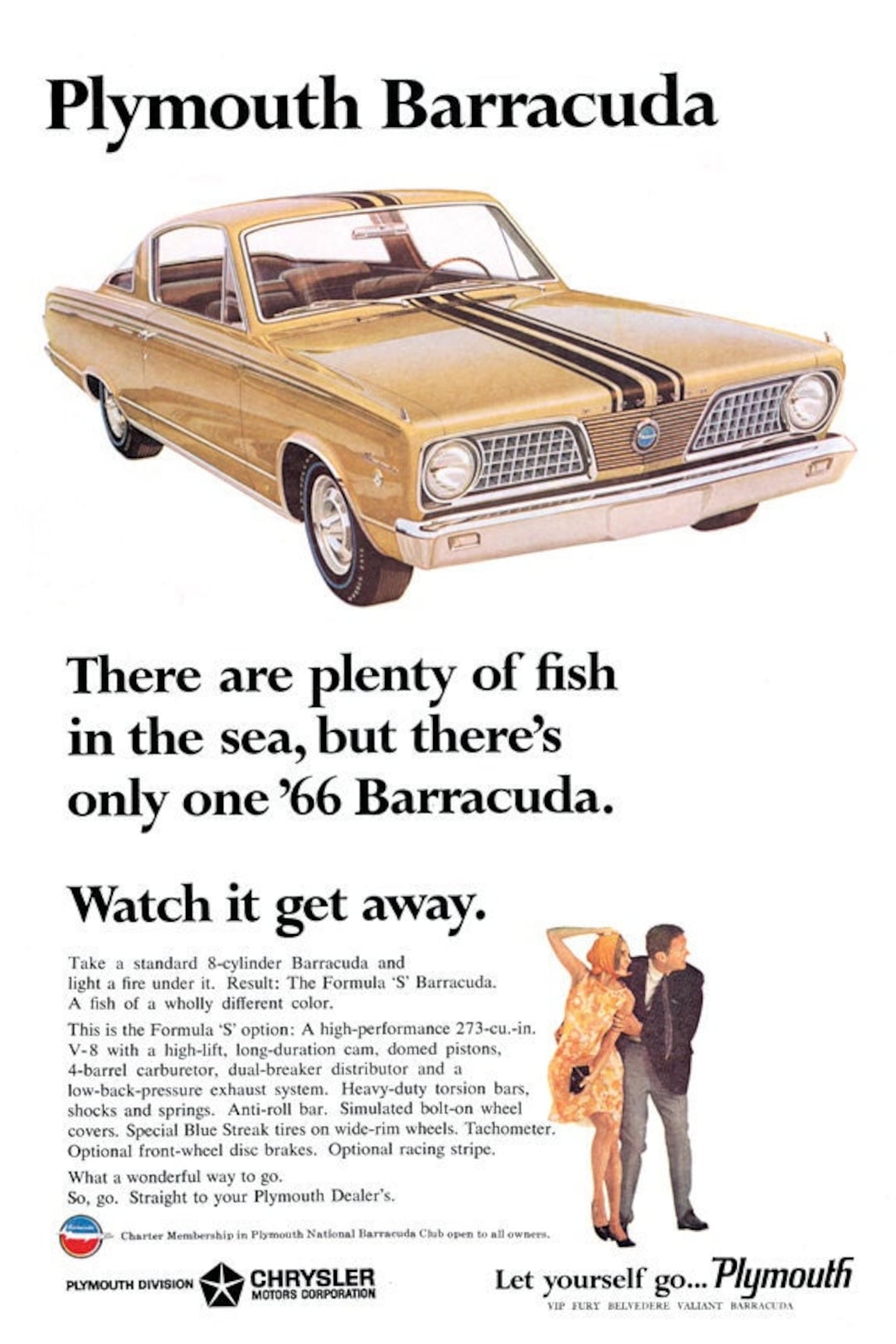 1966 Plymouth Barracuda Poster Size Ad - Etsy