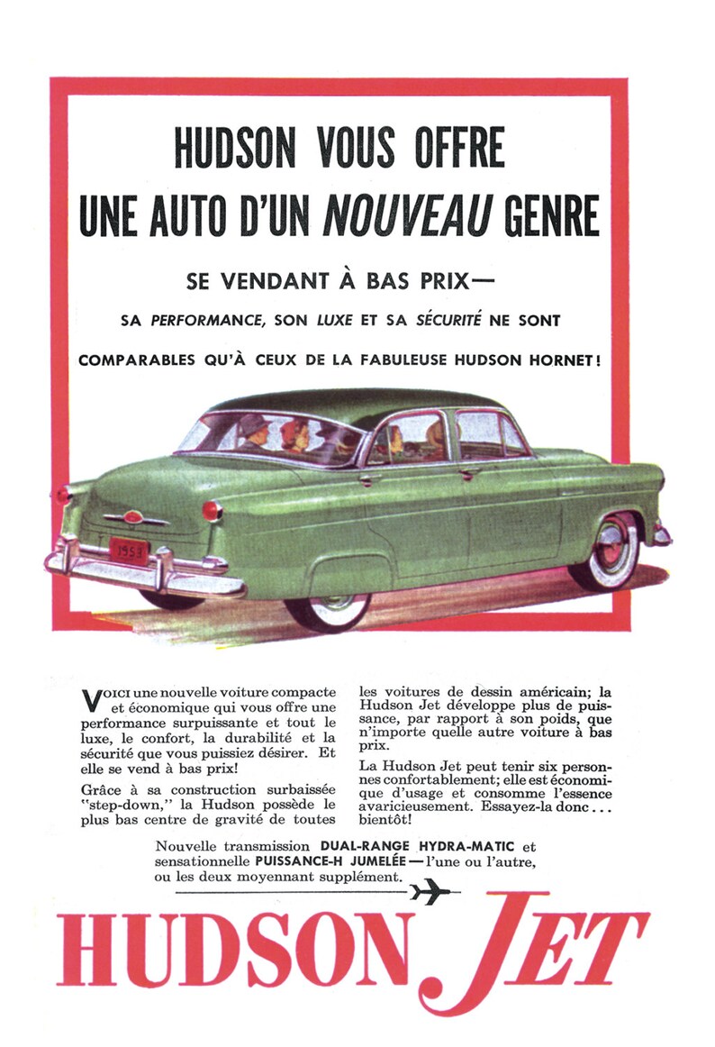 1953 Hudson Jet Poster Size Advert - Etsy