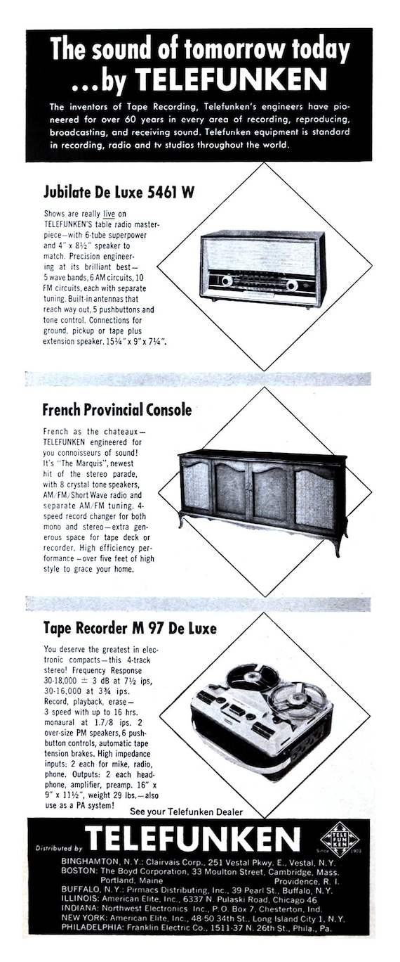 Telefunken Vintage Poster Size Print Ad | Etsy