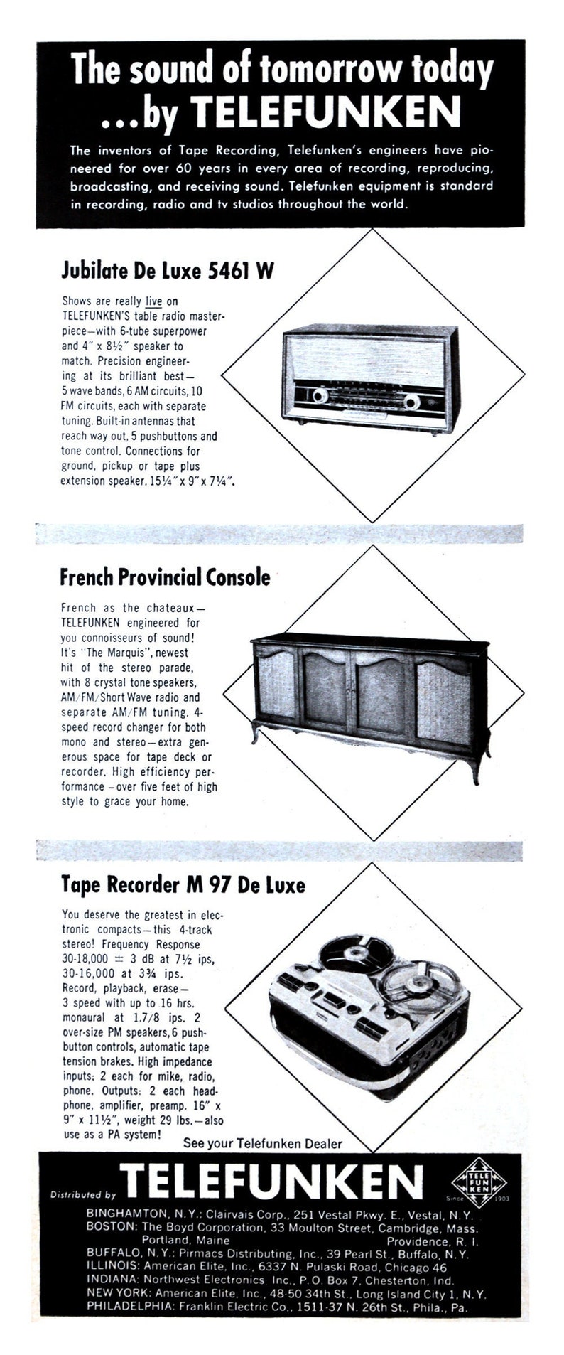 Telefunken Vintage Poster Size Print Ad - Etsy