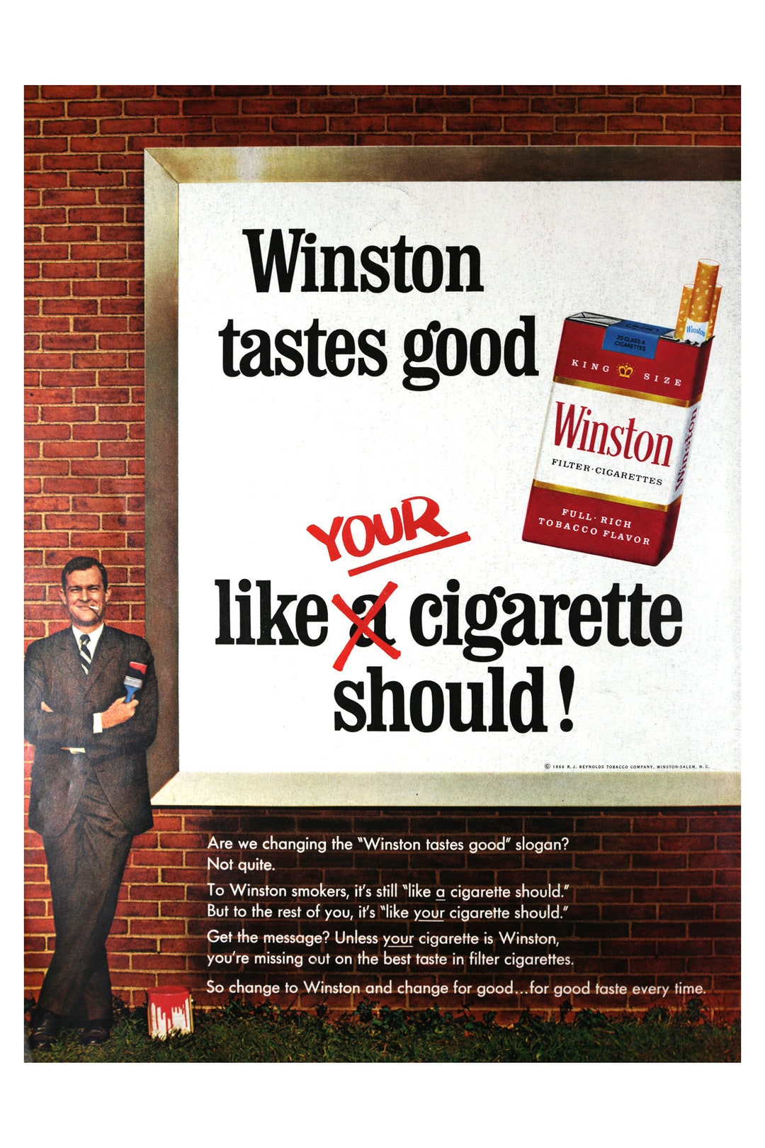 1966 Winston Cigarettes Vintage Poster Size Print Ad - Etsy