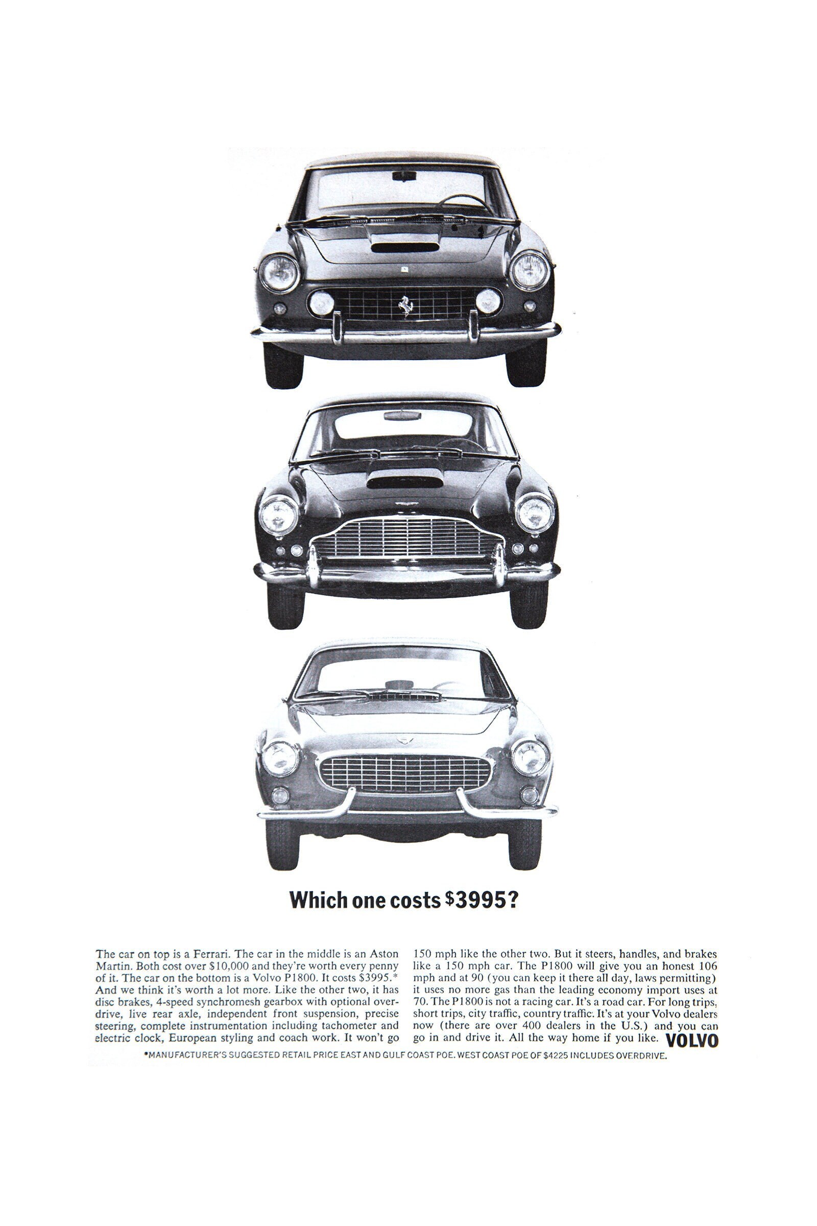 Volvo P1800 Poster Size Ad - Etsy
