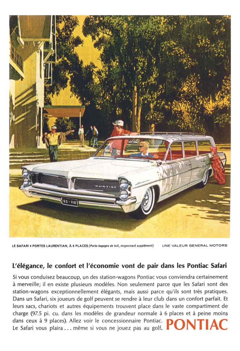 1963 Pontiac Laurentian Safari Poster Size Advert - Etsy Canada