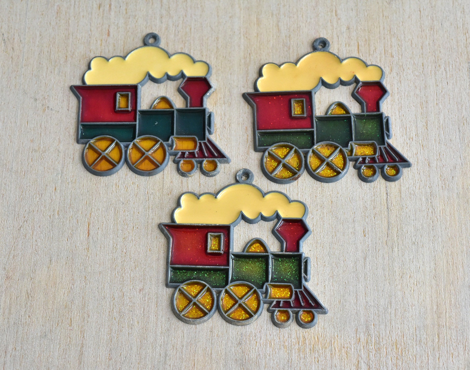 Vintagetrainenginelocomotivestain Glassstained Glasssun - Etsy