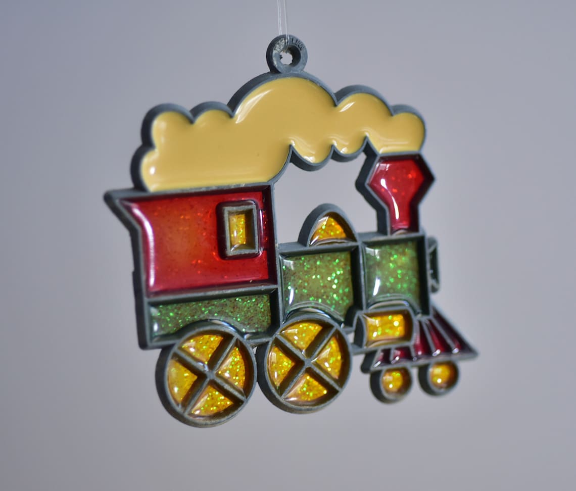 Vintage,train,engine,locomotive,stain Glass,stained Glass,sun Catcher ...