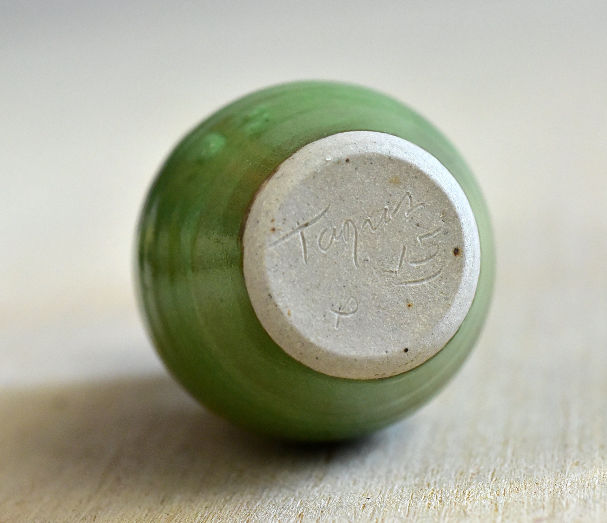 Vintage,tagress Pottery,signed by Artist,pot,vase,miniature,small,green ...