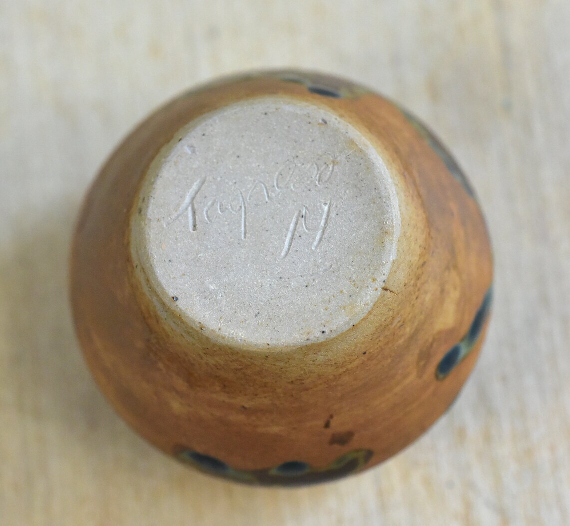 Vintage,tagress Pottery,signed by Artist,pot,vase,miniature,small,green ...