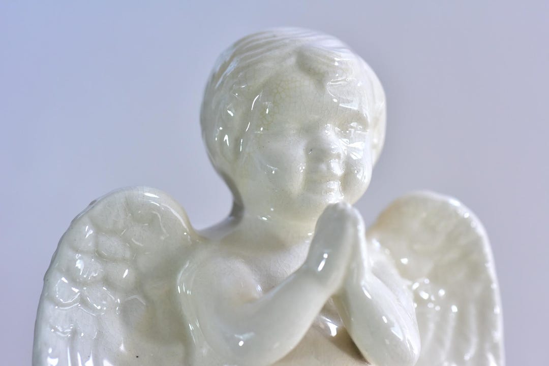 Vintage,ceramic,angel,ceramic Pot,cherub,planter,white,wings,glazed ...