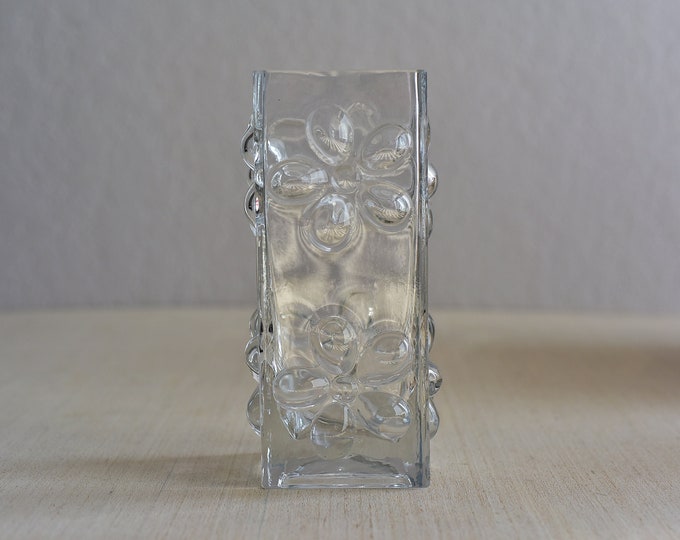Vintage,bx,glass,embossed,daisy,square,vase,clear,home Decor - Etsy