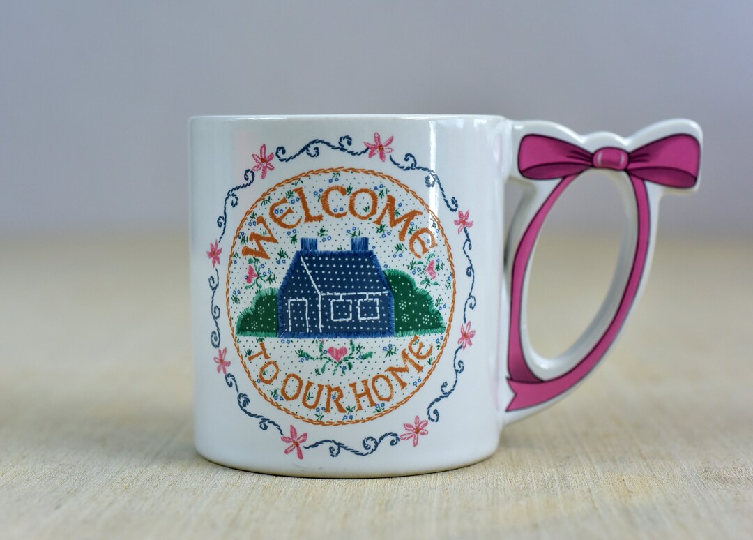 Vintage,welcome,to Our Home,ceramic,coffee,mug,tea Cup,cottage,stitches ...