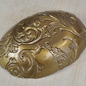 Vintage,glass,arda,glassware,vanessa,ring Dish,gold,white,rare,oval ...