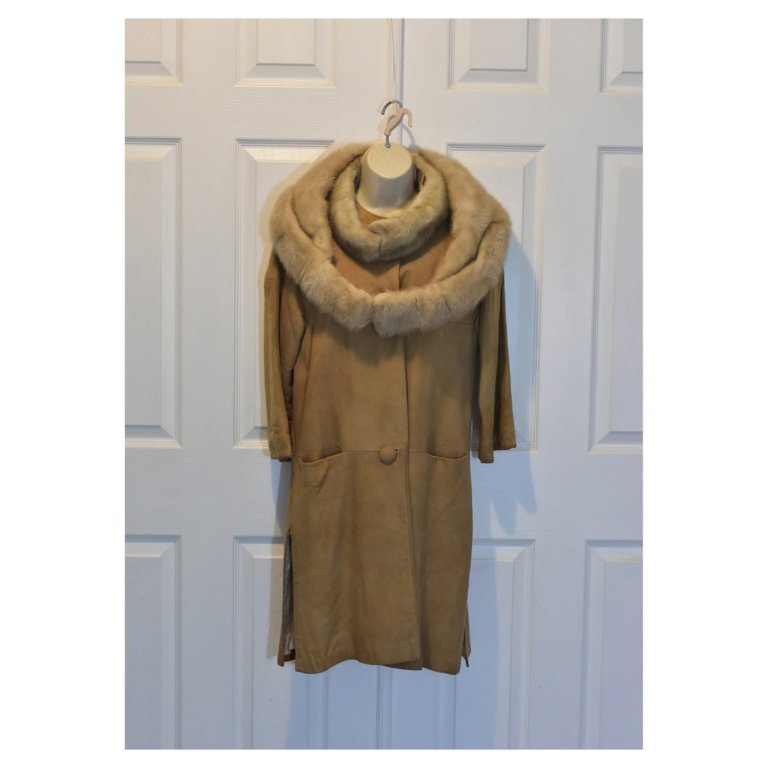 Vintage,1960s,gorgeous,tan Suede,blonde Mink,2 Fur Collar,swing Coat ...