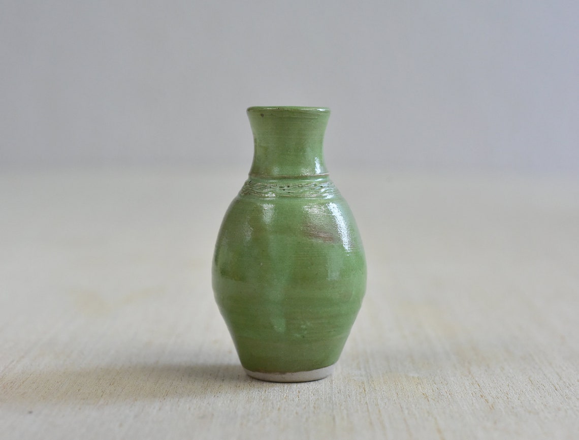 Vintage,tagress Pottery,signed by Artist,pot,vase,miniature,small,green ...