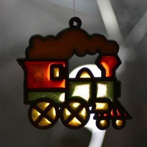 Vintage,train,engine,locomotive,stain Glass,stained Glass,sun Catcher ...