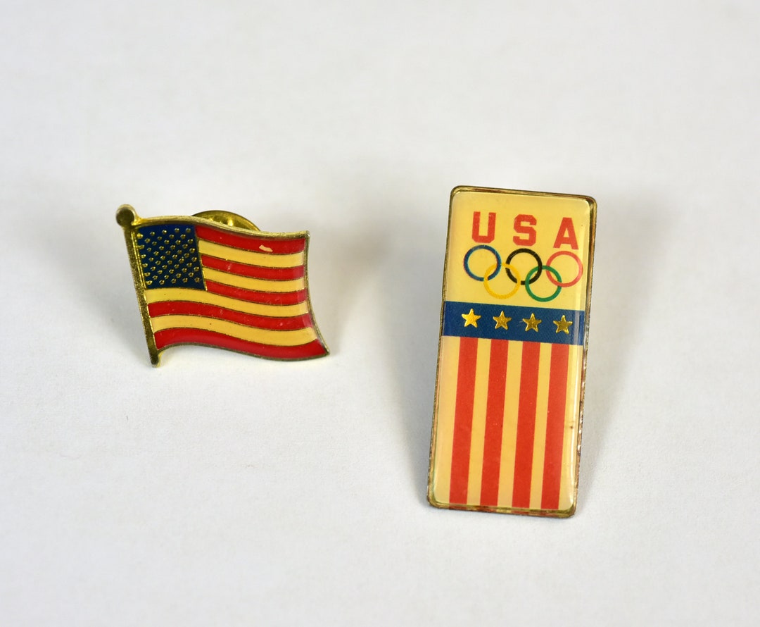 Vintage,american Flag,olympic Usa,flag,enamel,pin,metal,set of 2 ...