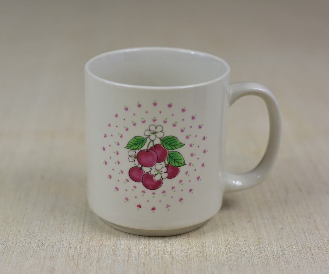 Vintage,coffee Mug,cute,little Mug,tea Cup,ceramic,cherry,flora ...