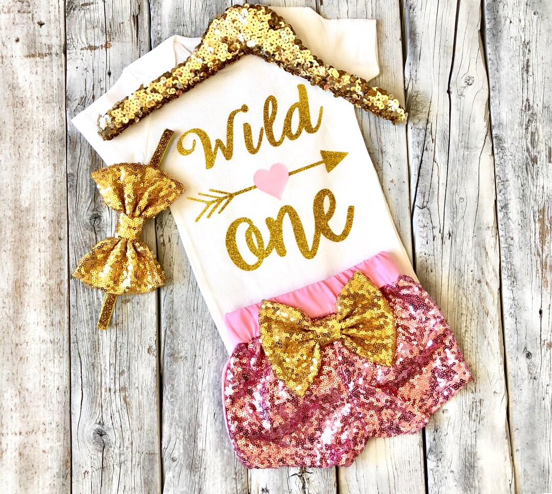 Pink and Gold Wild One First Birthday Outfit, Girls Wild One 1st ...